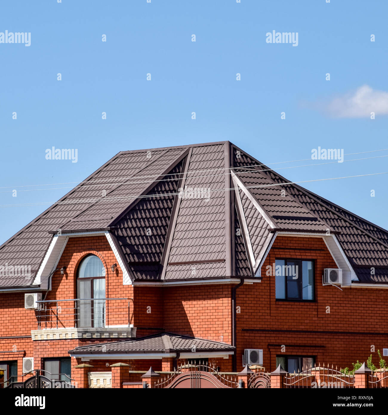 Roof metal sheets. Modern types of roofing materials Stock Photo - Alamy
