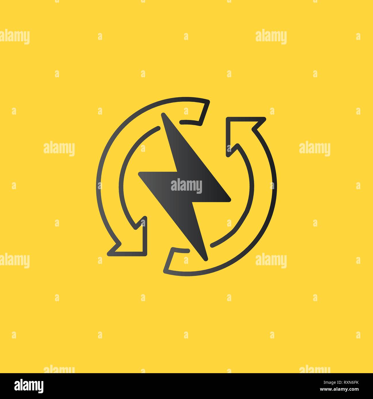 Power lightning with circle refresh arrows logo icon. Vector electric ...