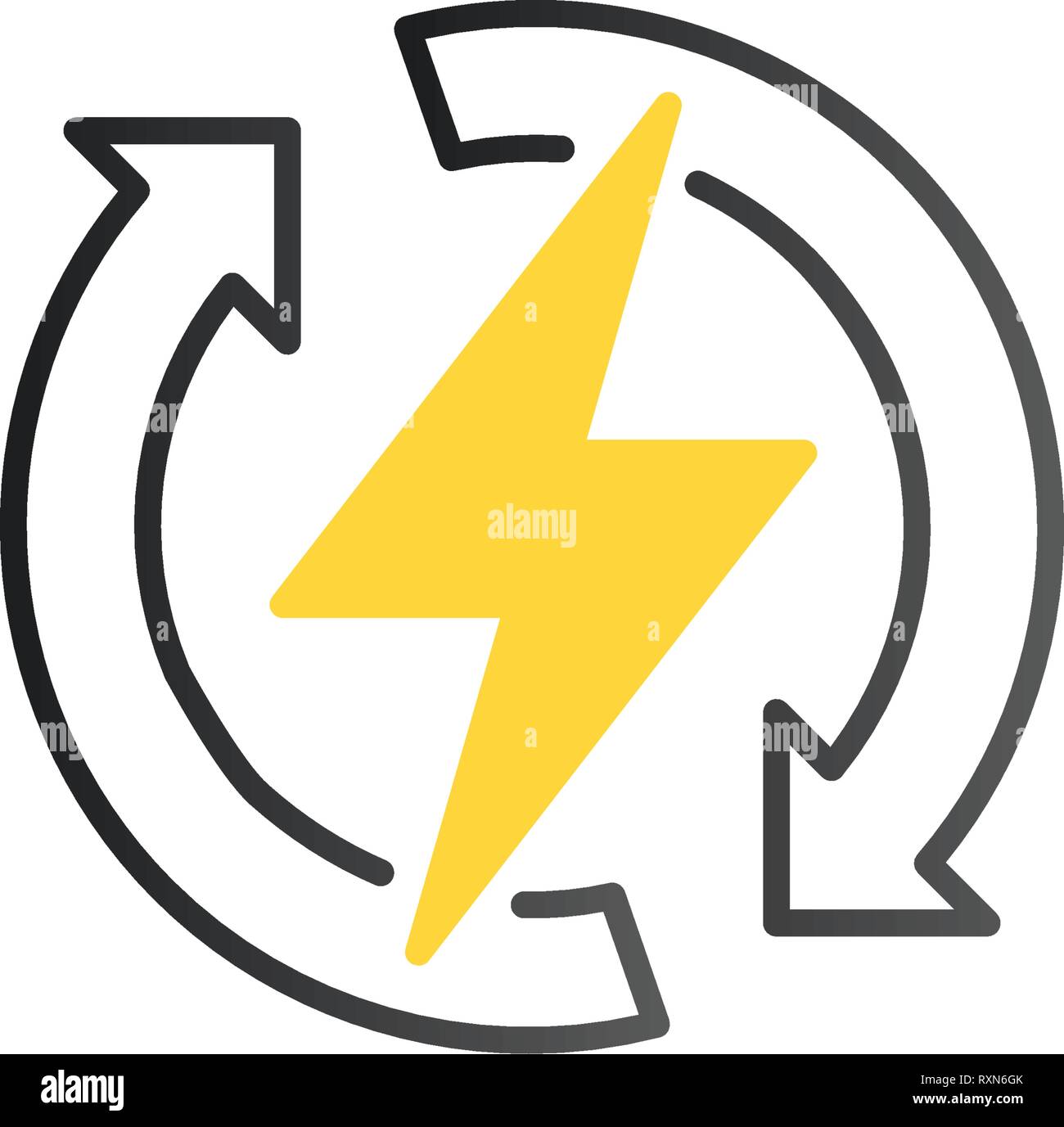 Power lightning with circle refresh arrows logo icon. Vector electric ...