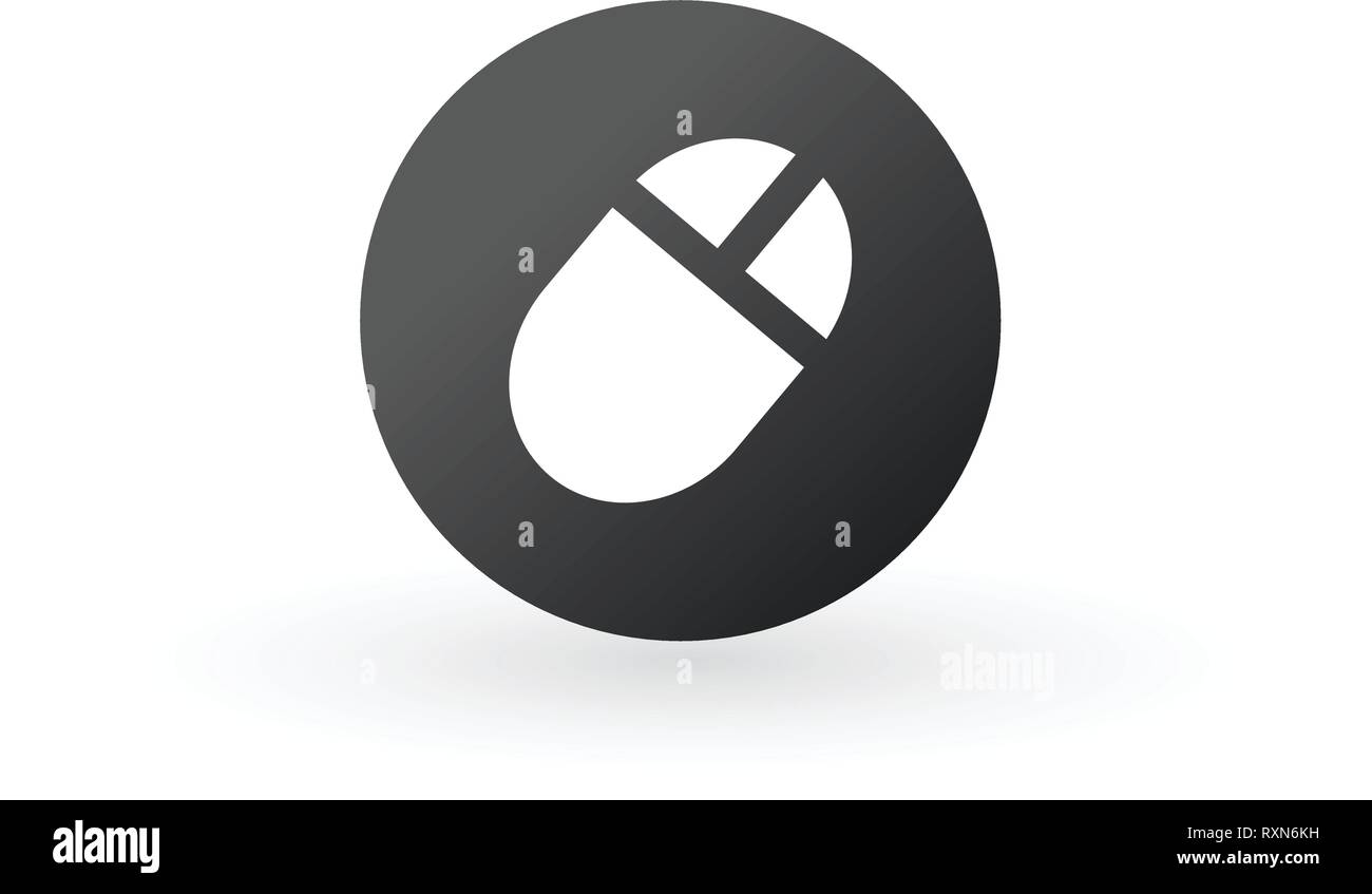 computer mouse icon on round internet button. Vector illustration ...
