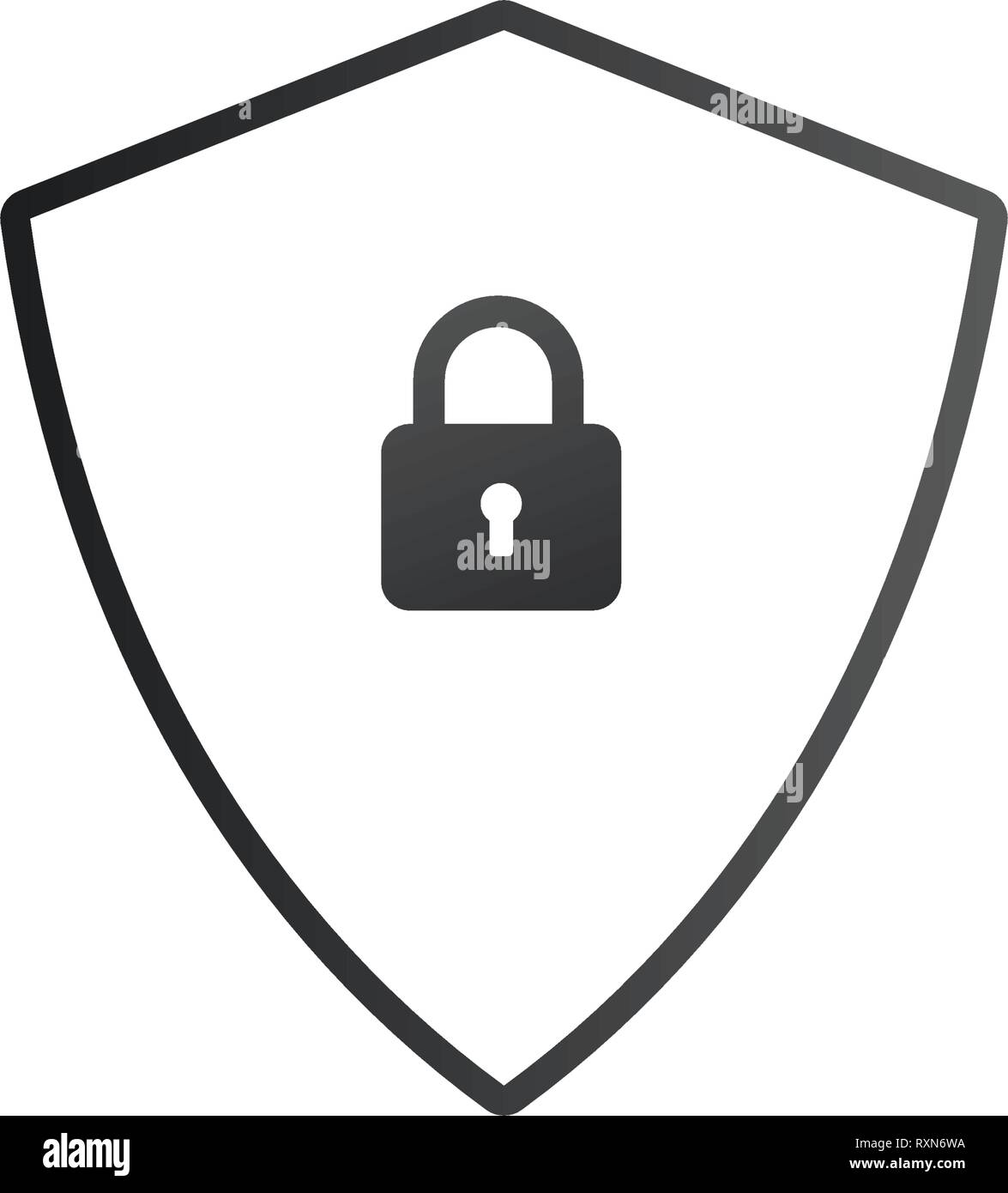 Linear Abstract security vector icon illustration isolated on black ...