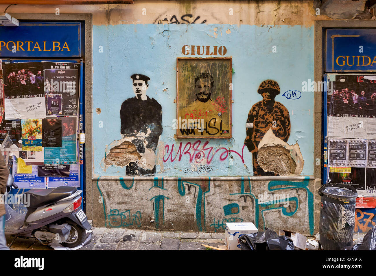 Naples Campania Italy. Street Art Graffiti mural downtown Stock Photo ...