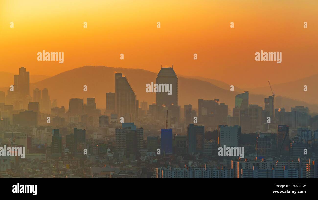 Sunrise of Seoul City,South Korea.dust Pm Stock Photo - Alamy
