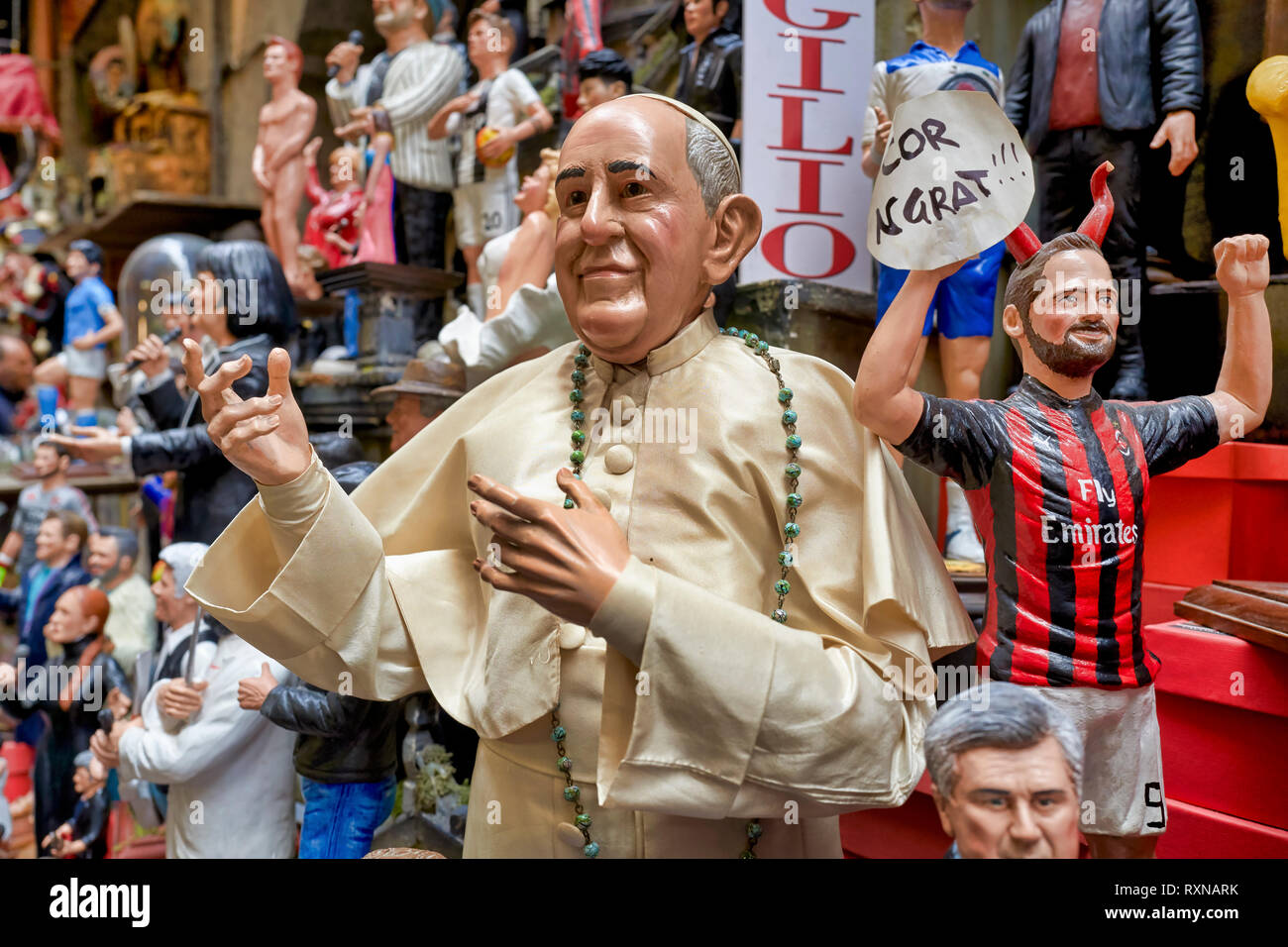 Naples Campania Italy. Statues figurines of the Christmas Nativity ...