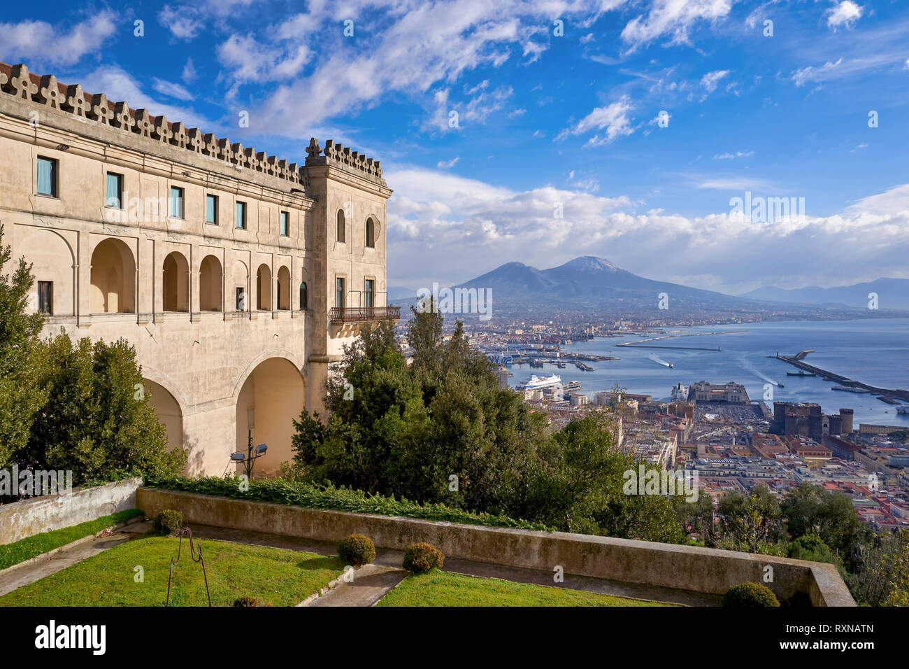Naples Campania Italy. View of the gulf of Naples and Mount Vesuvius ...