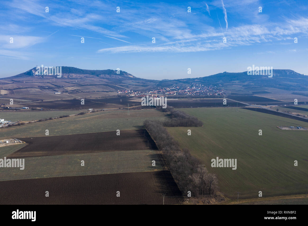 Aerial view village on edge hi-res stock photography and images - Alamy