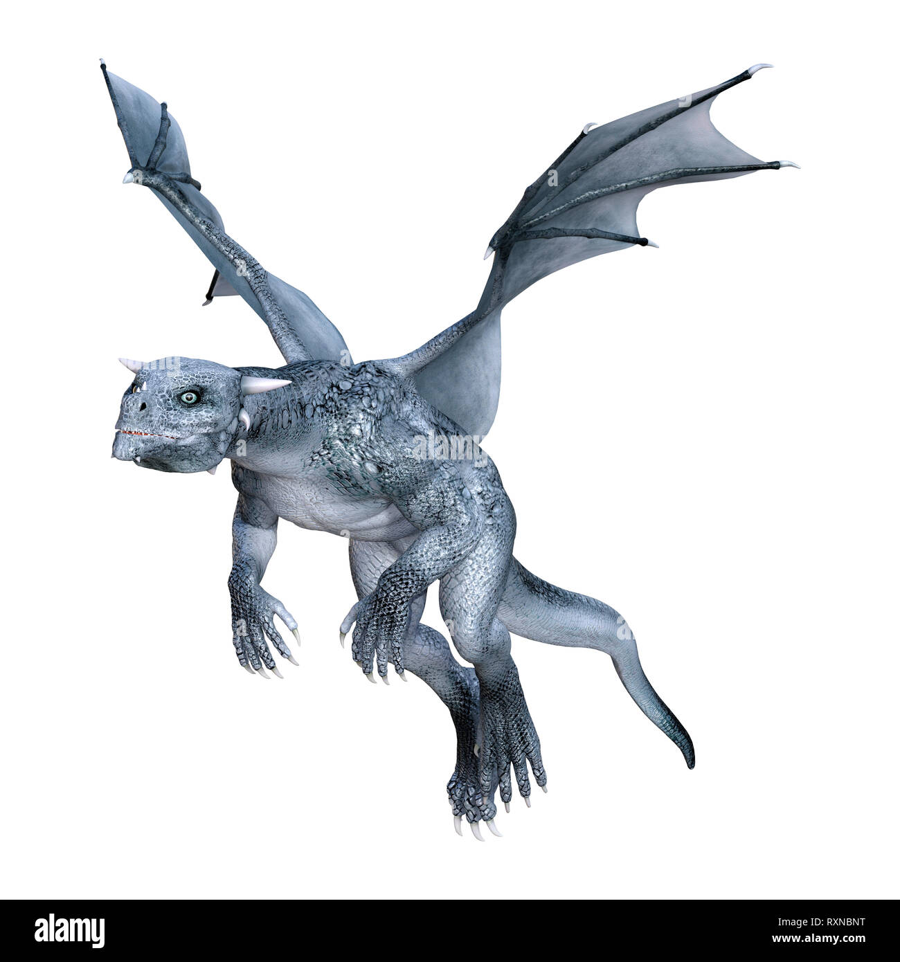 3D rendering of a fantasy dragon whelp isolated on white background ...
