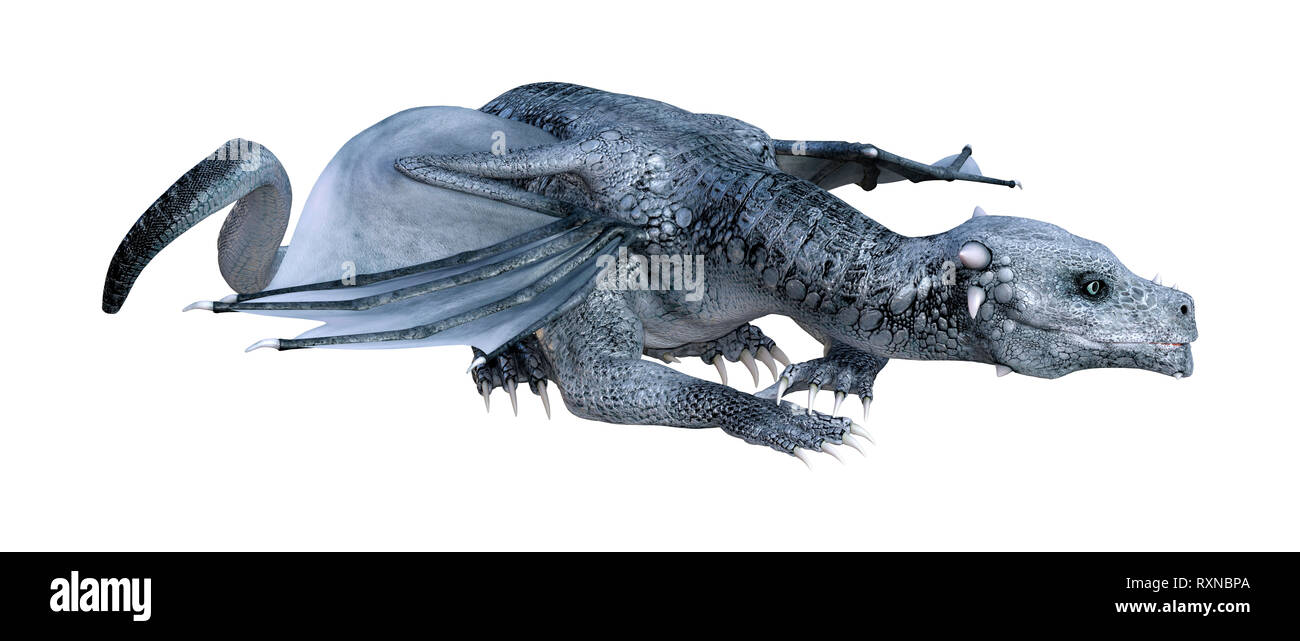3D rendering of a fantasy dragon whelp isolated on white background ...