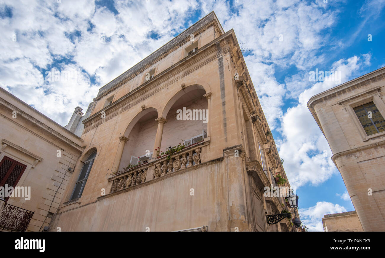 Lecce, Puglia, Italy - Baroque house and historical center in the old ...