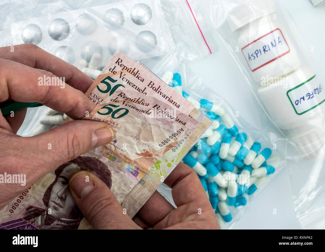 Man buying basic medication in venezuela, shady deal of medicines in ...