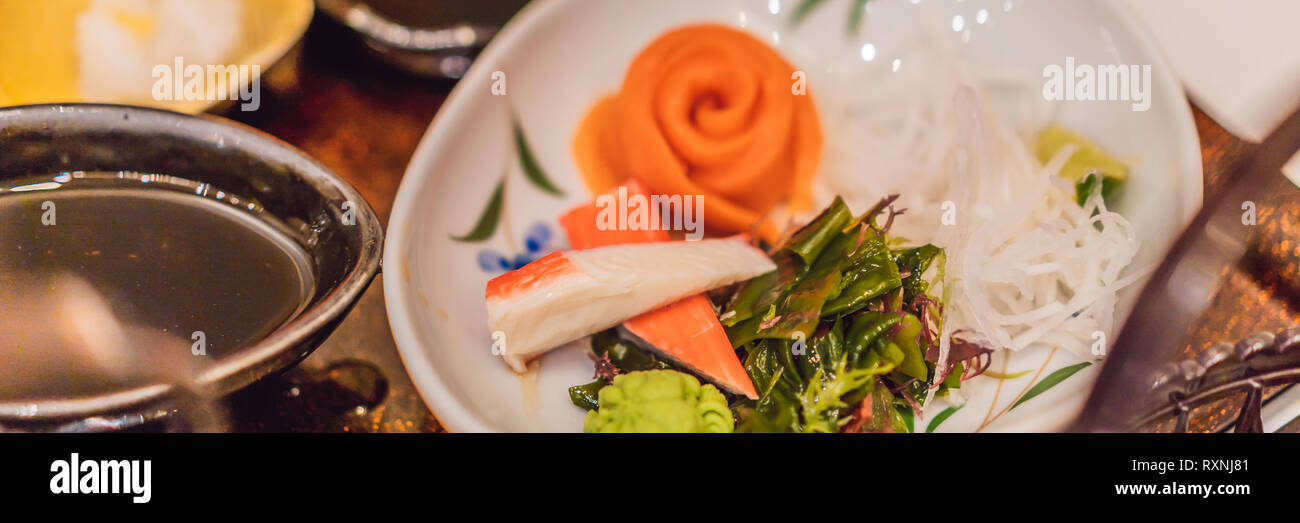 Japanese bento set. Food at a Japanese restaurant BANNER, LONG FORMAT ...