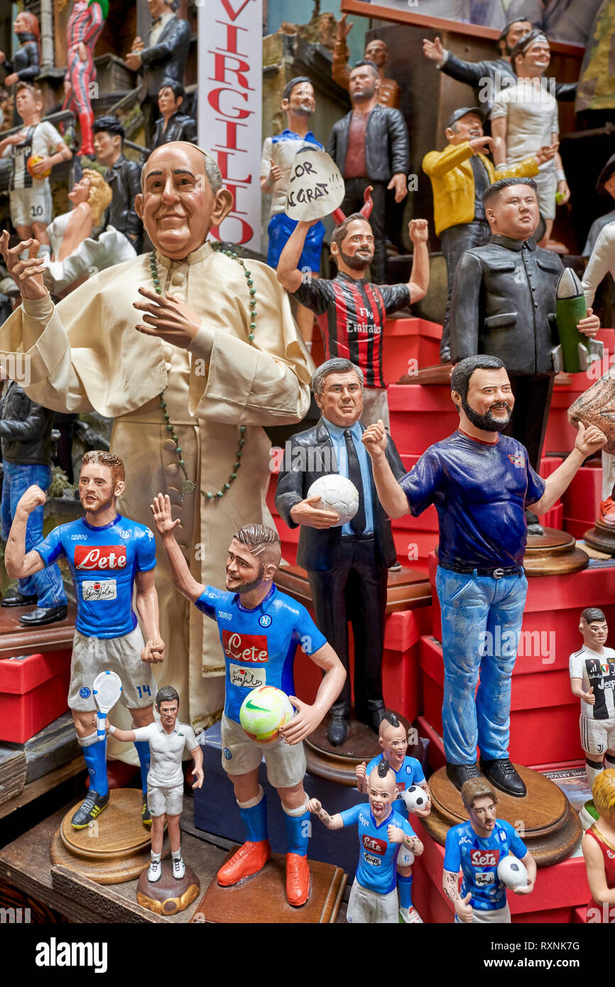 Naples Campania Italy. Statues figurines of the Christmas Nativity ...