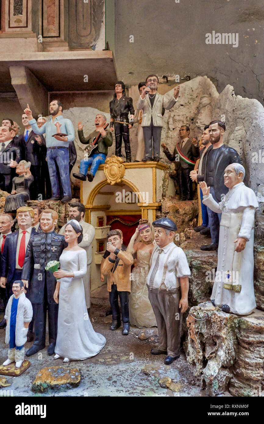 Naples Campania Italy. Statues figurines of the Christmas Nativity ...