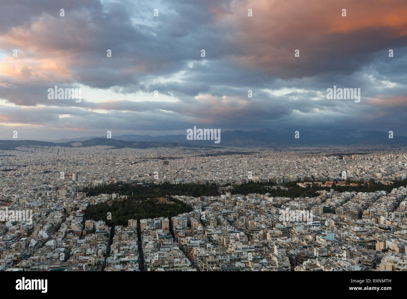 View of Athens from Lycabettus hill at sunset, Greece Stock Photo - Alamy