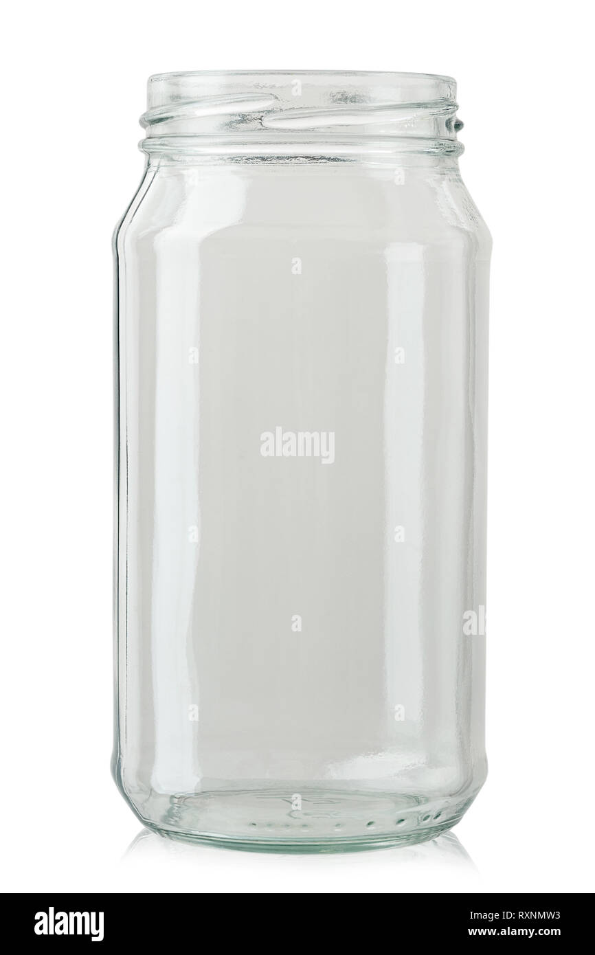 Empty glass jar isolated isolated on white background. file contains ...