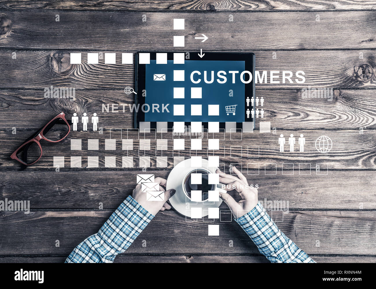 Concept of social communication and networking with media user ...