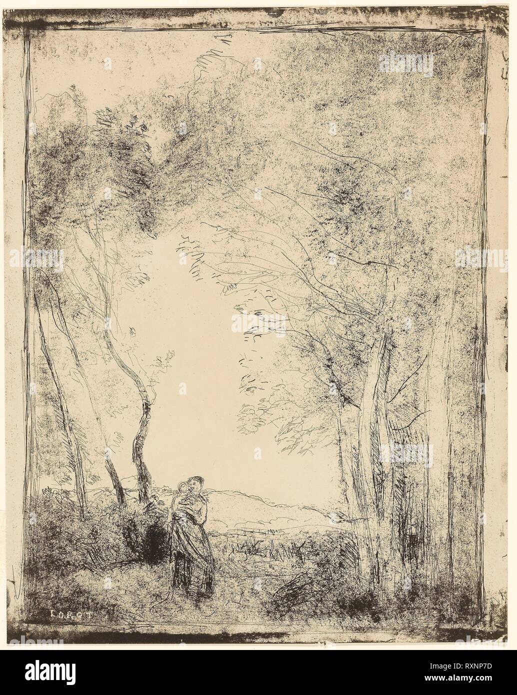 Young Mother at the Edge of the Woods. Jean-Baptiste-Camille Corot ...