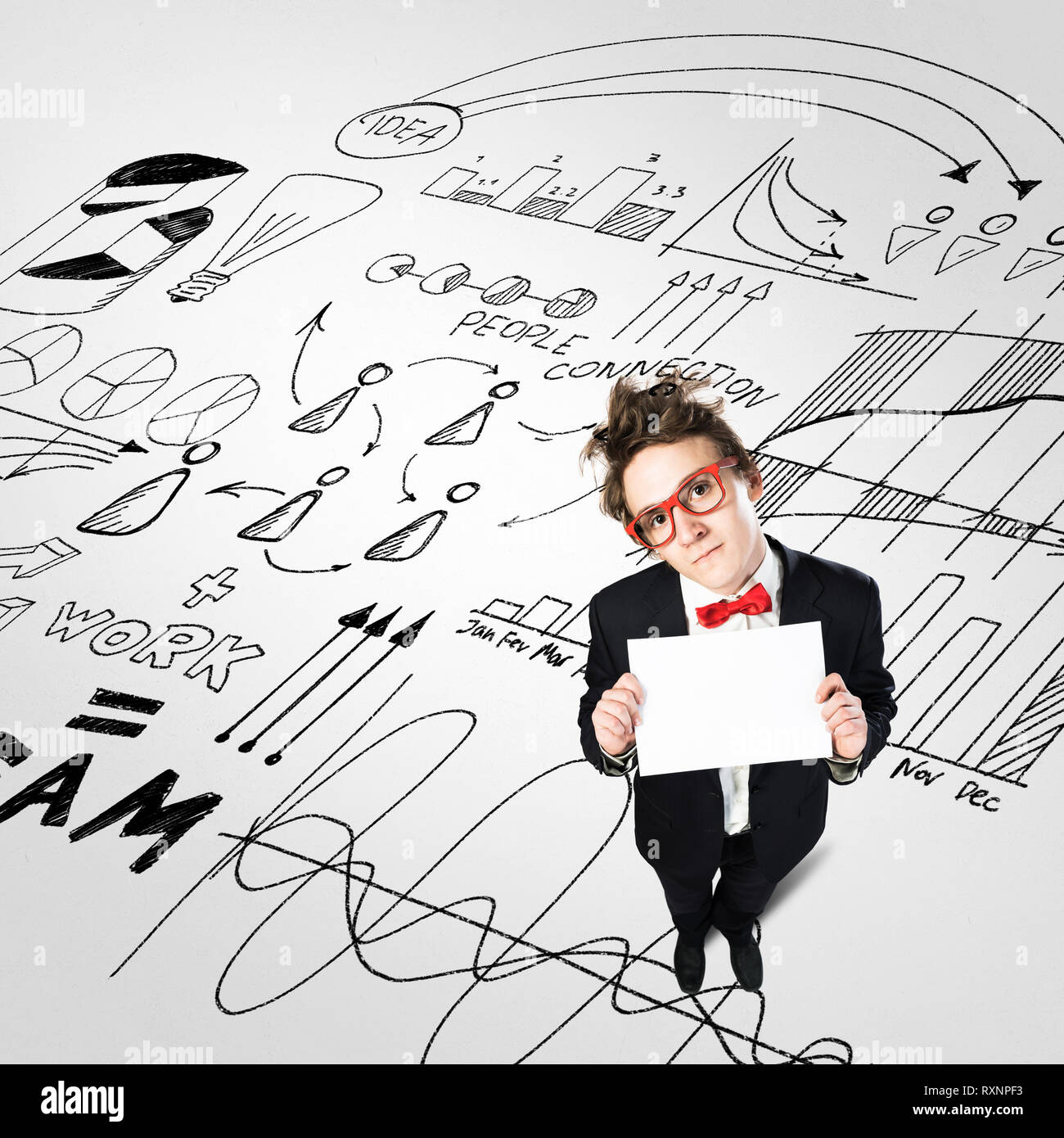 Comic man with banner Stock Photo - Alamy