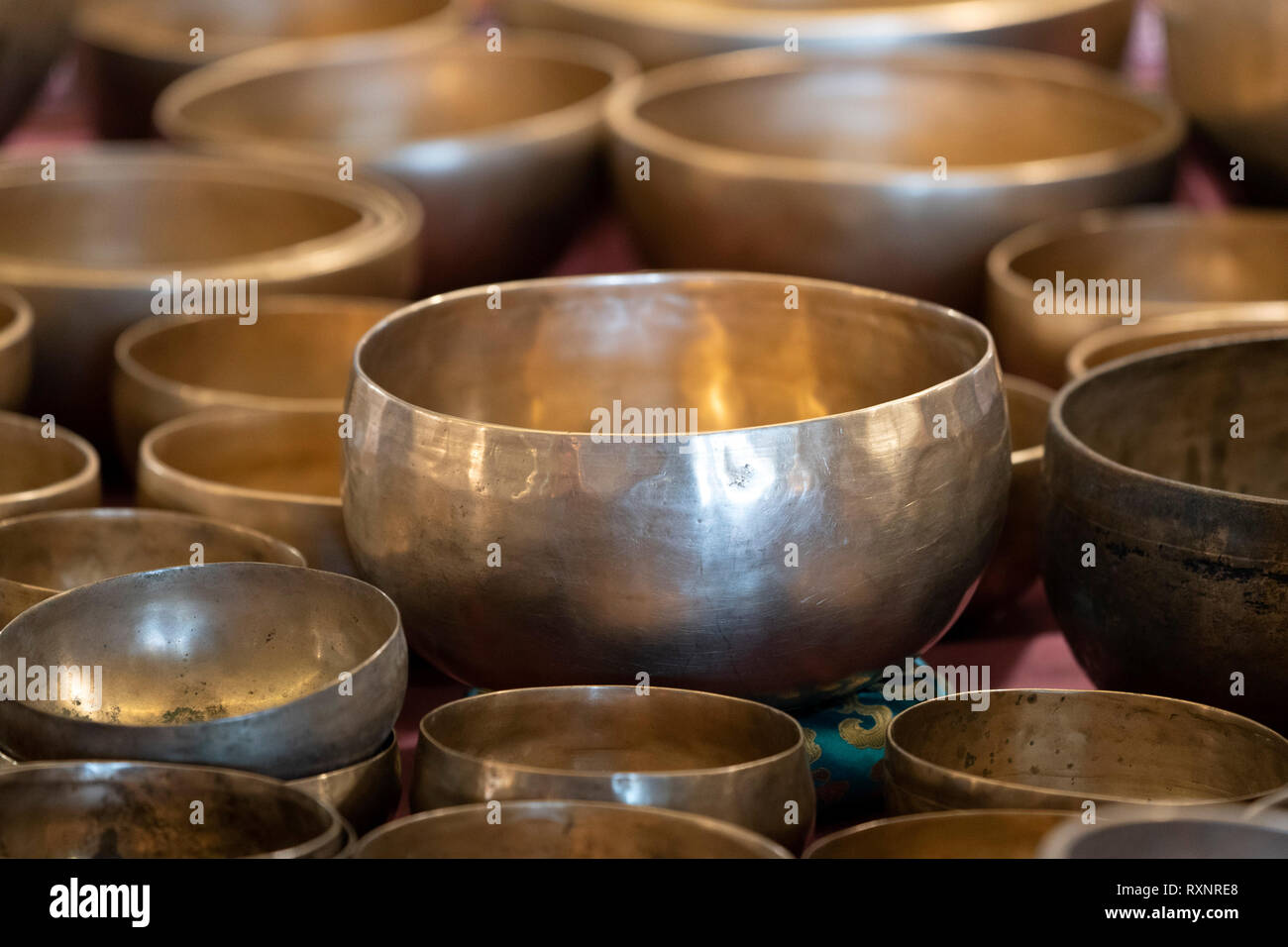 traditional bronze tibetan bell detail Stock Photo - Alamy