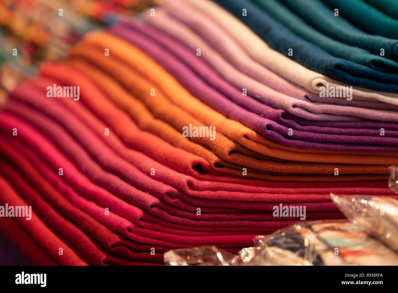 Various different colors silk fabric cloth Stock Photo - Alamy
