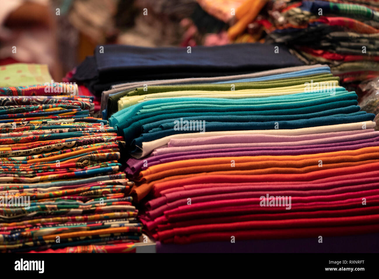 Various different colors silk fabric cloth Stock Photo - Alamy