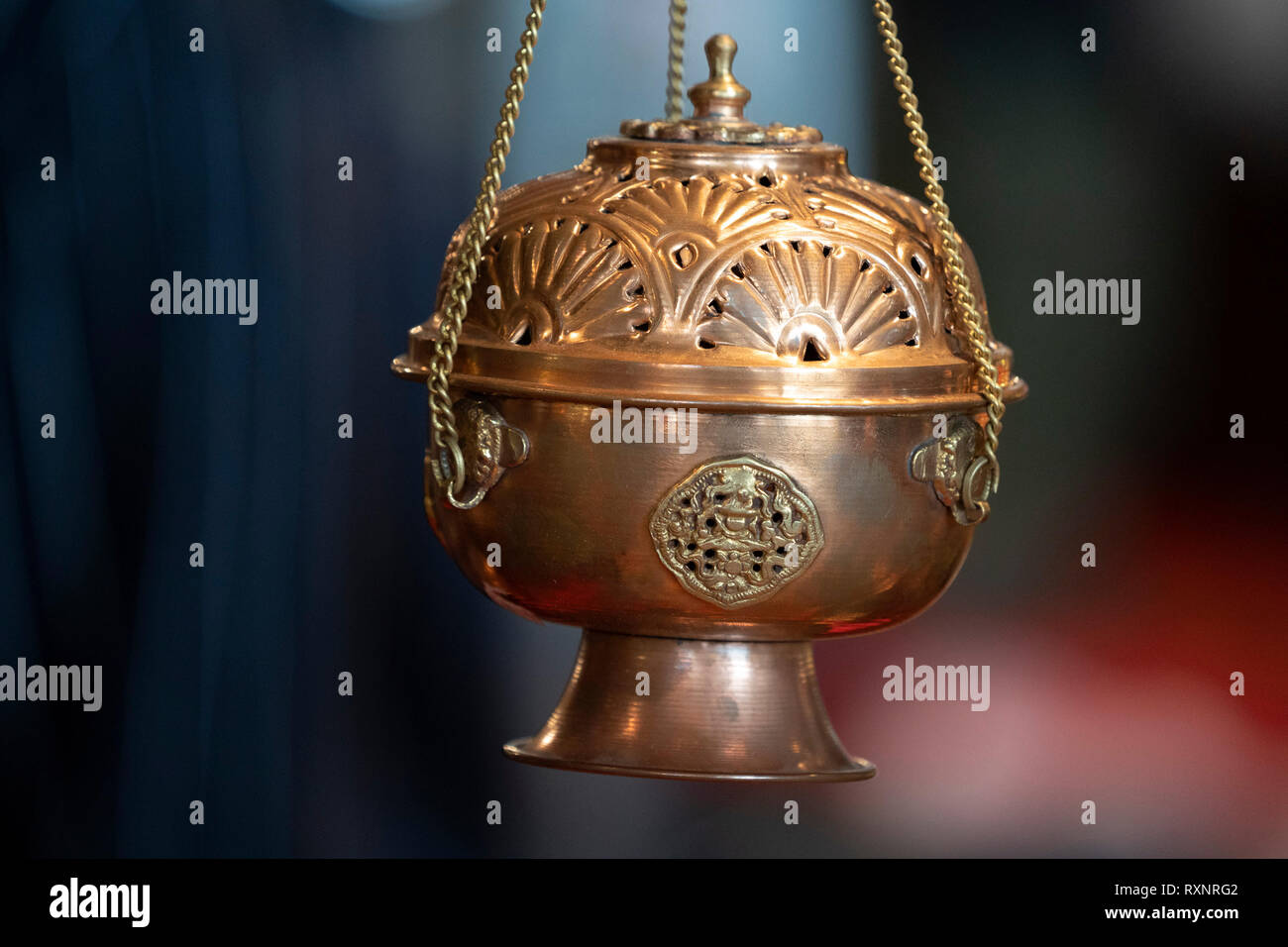 Incense metallic censer close up Stock Photo - Alamy