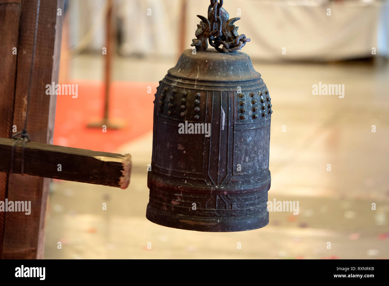 Buddhist monk ringing temple bell hi-res stock photography and images ...
