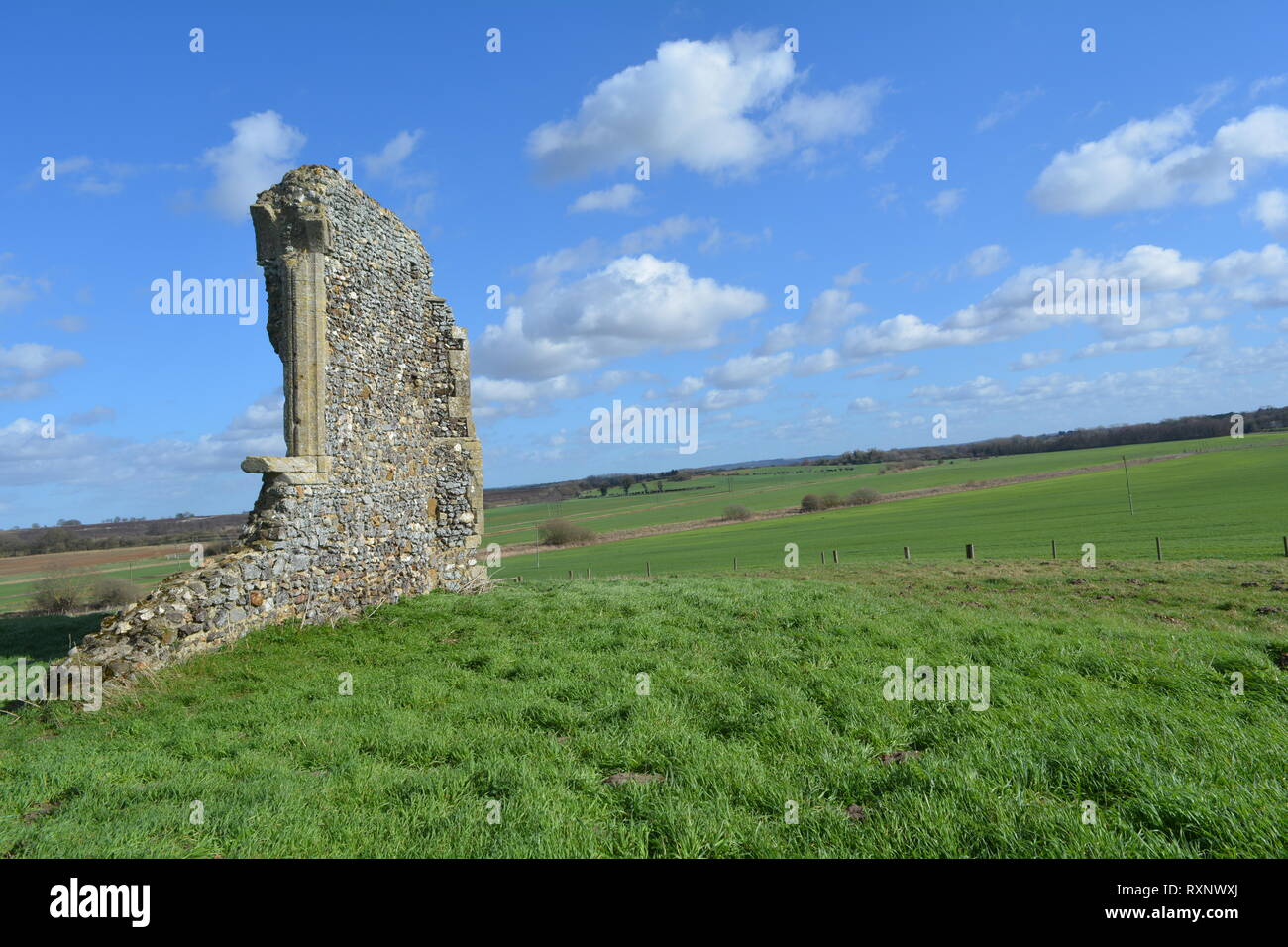 ruins of Bawsey Norman church near Kings Lynn Norfolk, Time Team dig ...