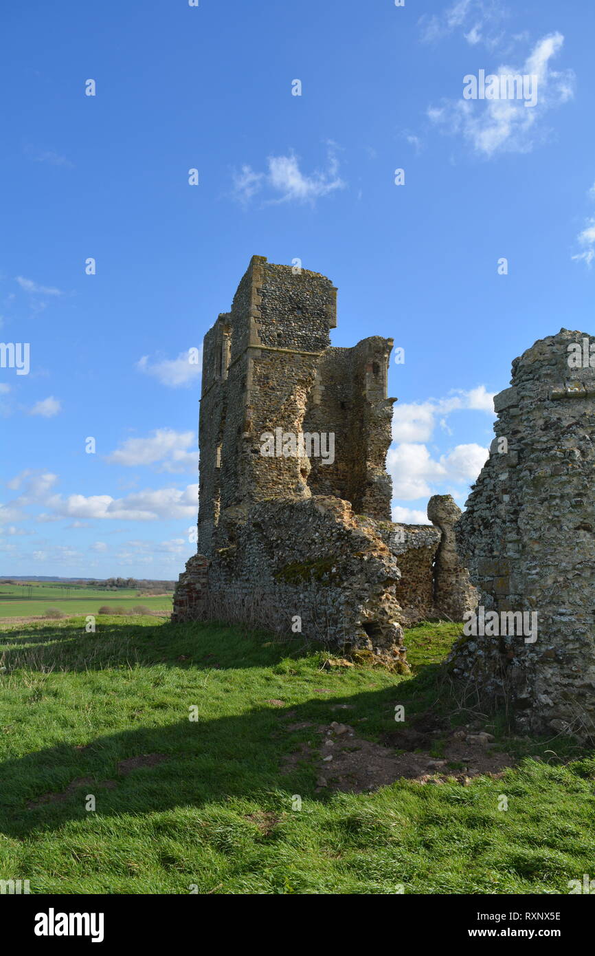ruins of Bawsey Norman church near Kings Lynn Norfolk, Time Team dig ...