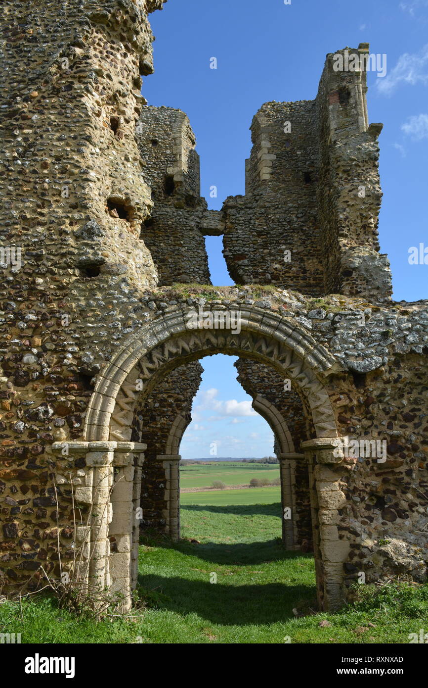 ruins of Bawsey Norman church near Kings Lynn Norfolk, Time Team dig ...