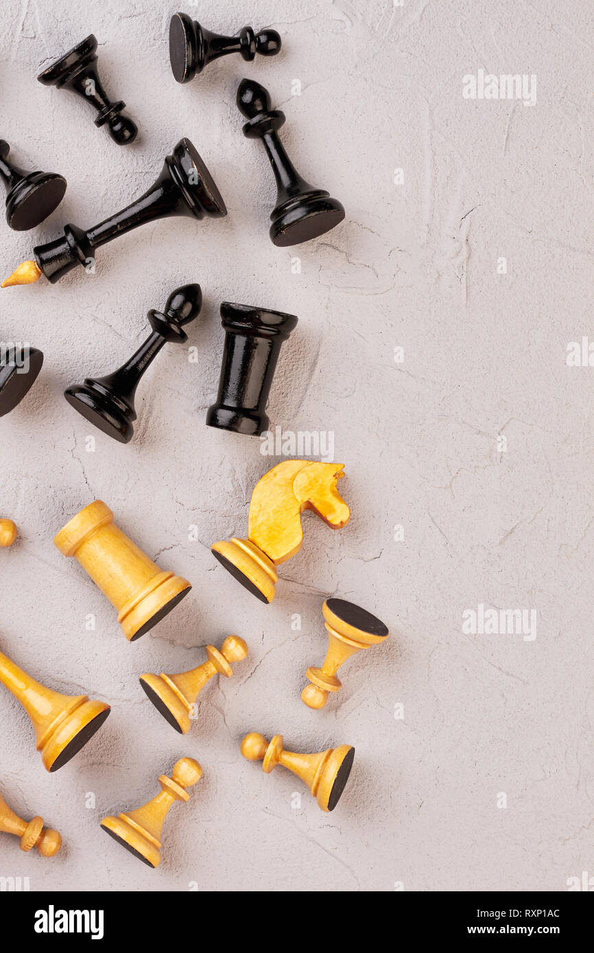 Flat lay chess pieces, top view Stock Photo - Alamy