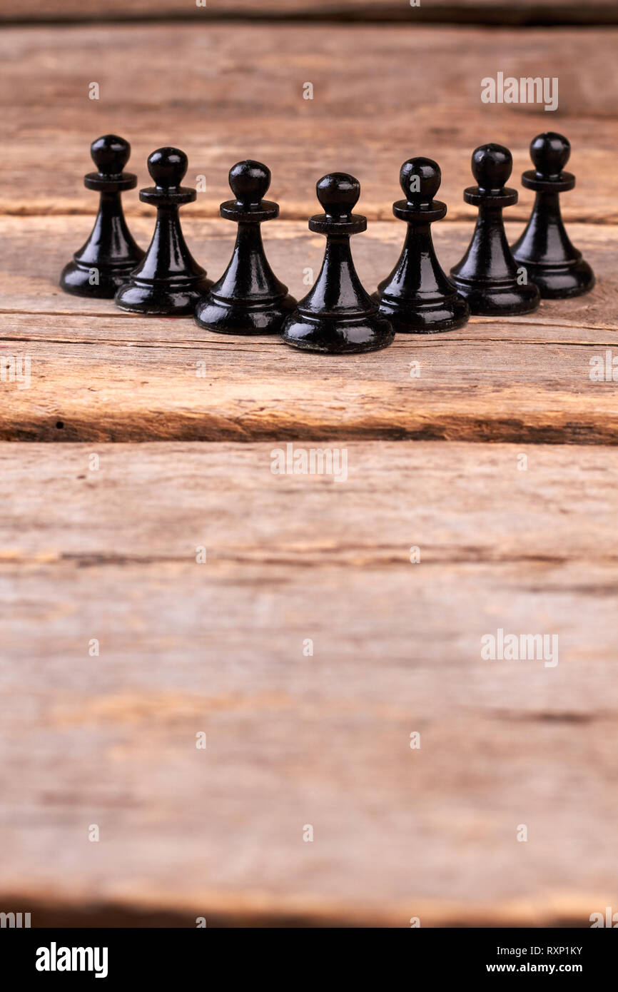 Set of black chess pawns with copy space Stock Photo - Alamy