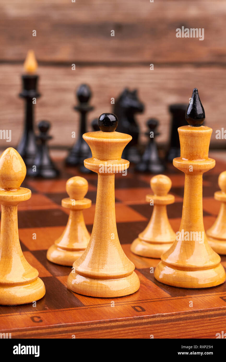 Composition of the chess pieces on chess board Stock Photo - Alamy