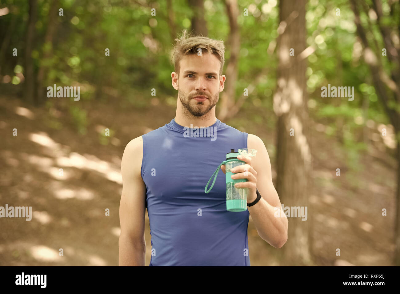 refreshment. refreshment after hart sport workout. man has refreshment ...