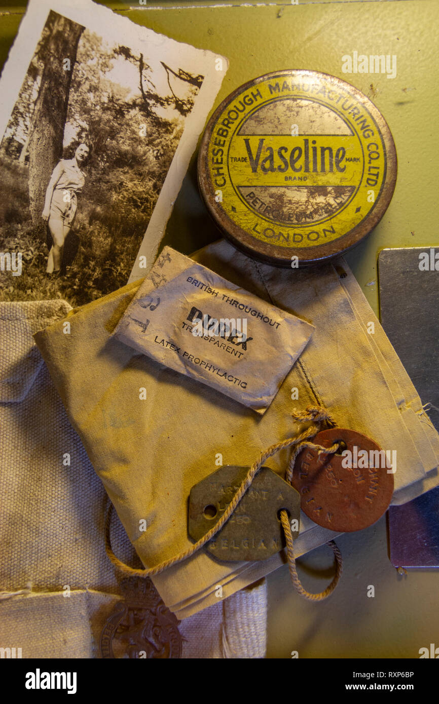 A Belgian soldiers dog tags and personal items on display at the German ...