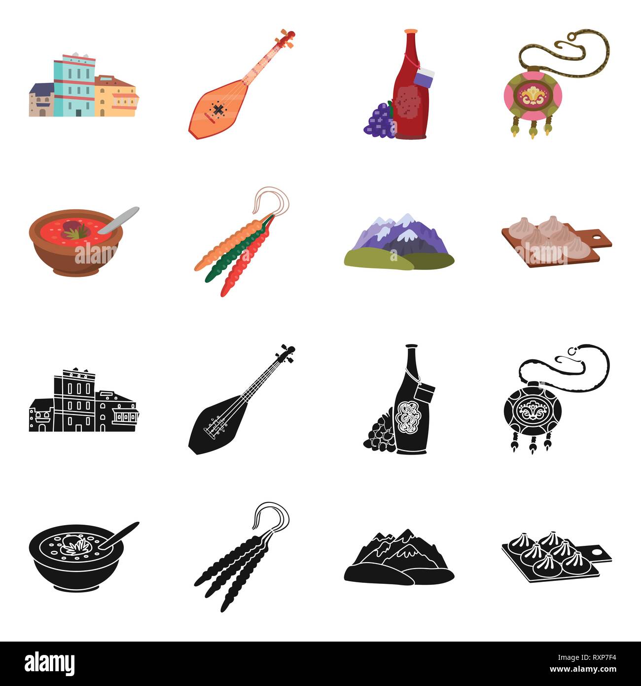 Vector illustration of culture and sightseeing symbol. Set of culture ...