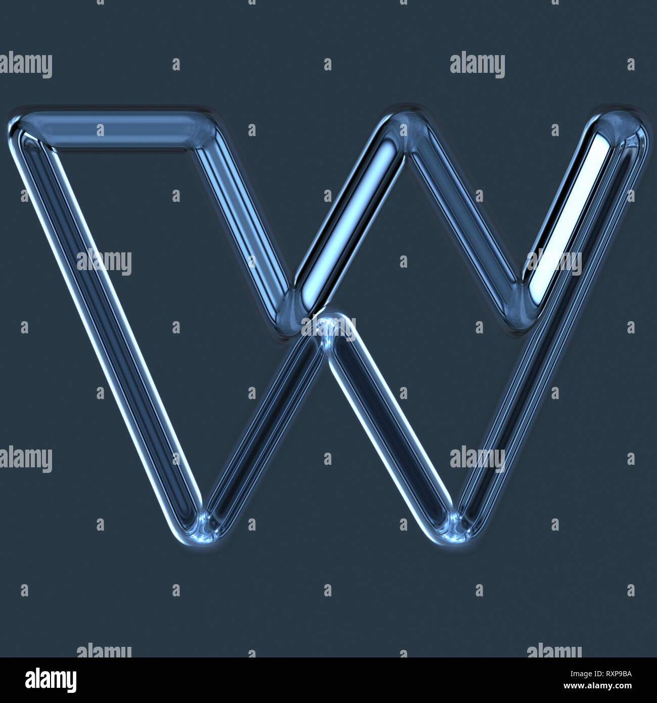 Abstract illustrated glass letter W Stock Photo - Alamy