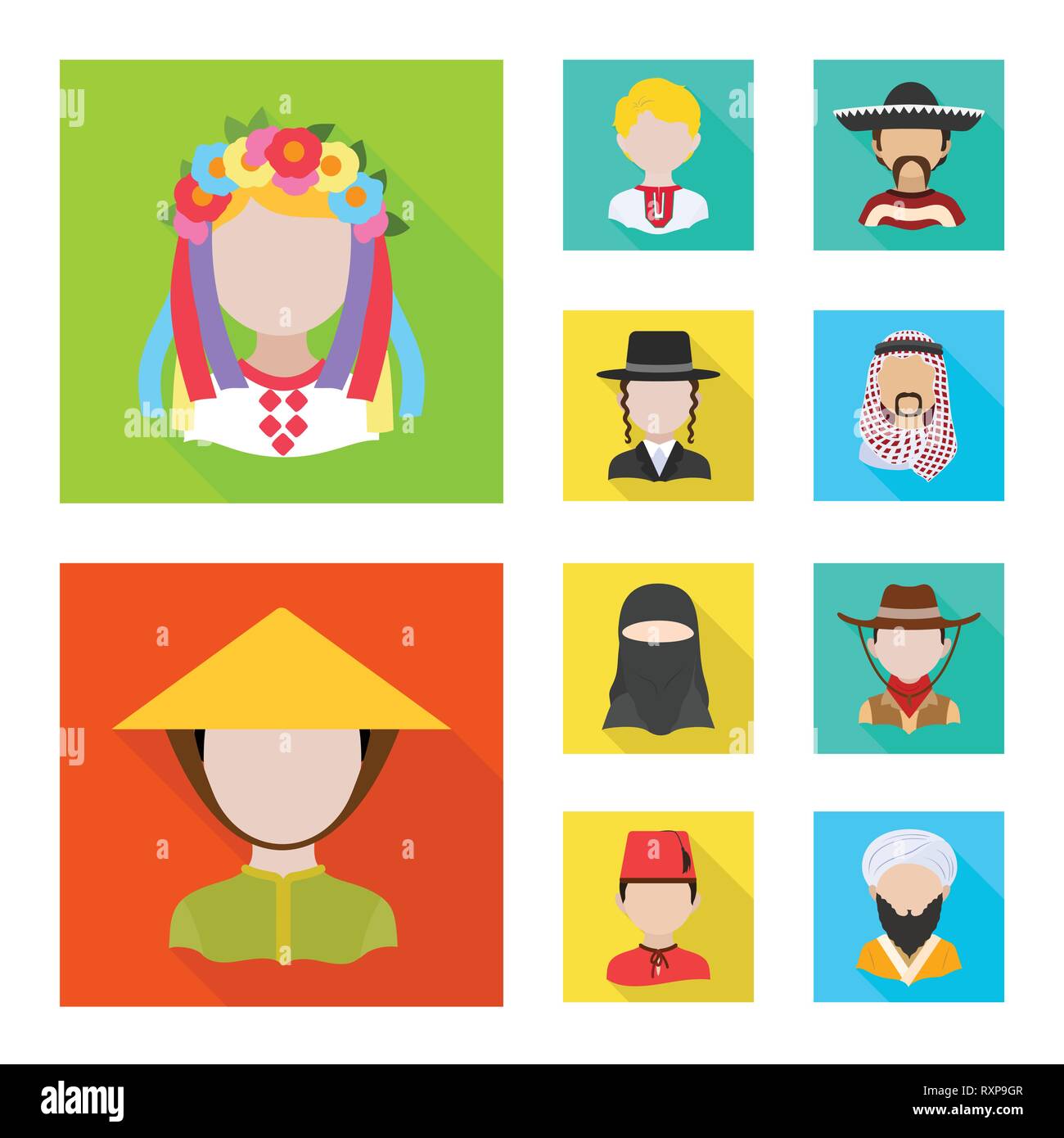 Vector illustration of nation and race symbol. Collection of nation and ...