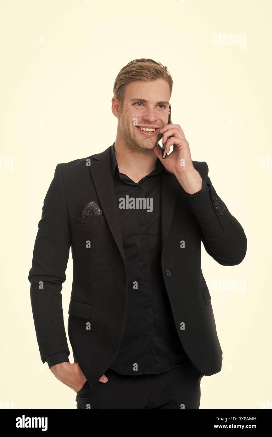 businessman works for business communication. businessman speak on ...