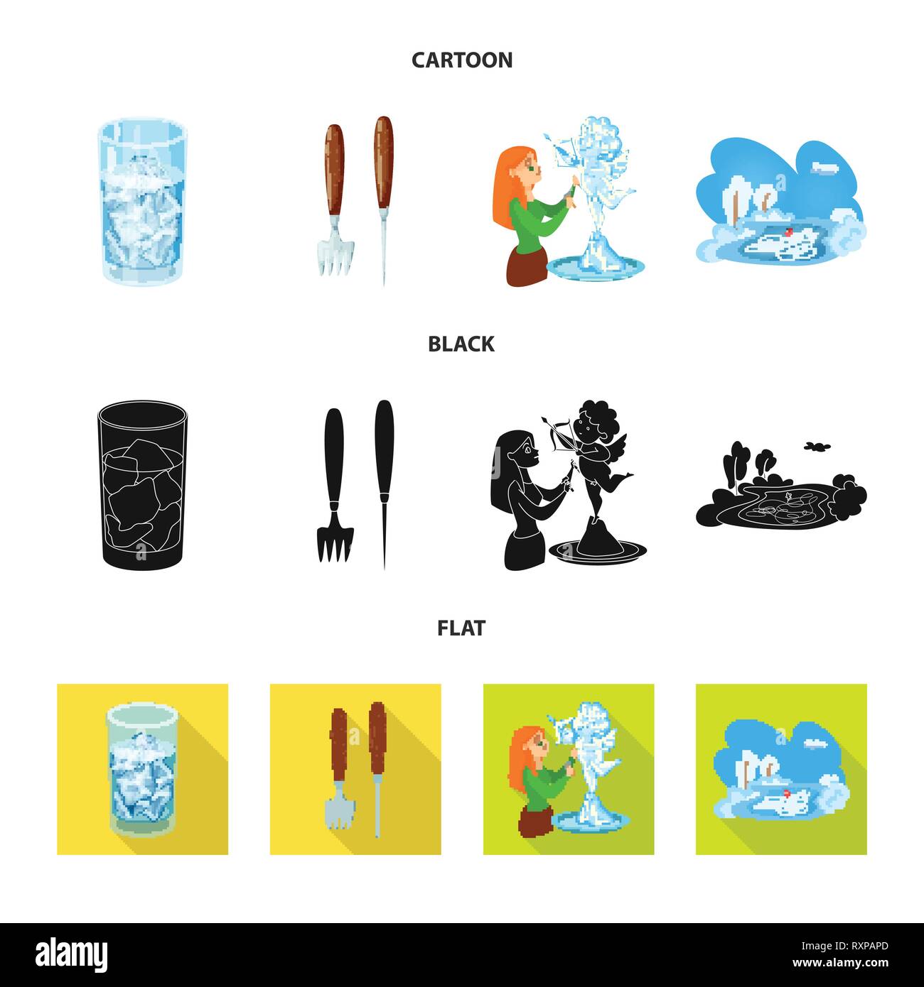 ice,knife,sculpture,pond,glass,fork,cube,kitchen,Cupid,lake,crystal ...