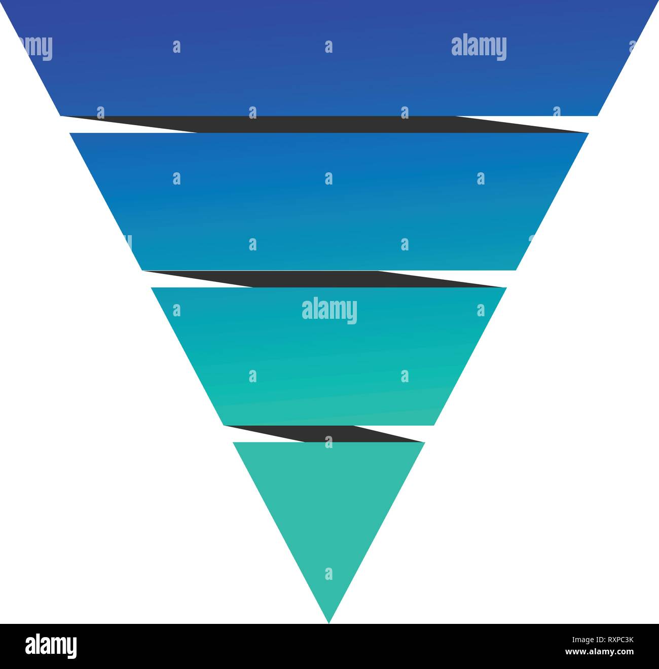 Pyramid chart with four elements, Vector illustration isolated on white ...