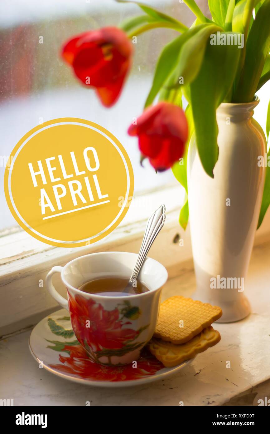 Banner hello april. Hi spring. Hello April. Welcome card We are waiting ...