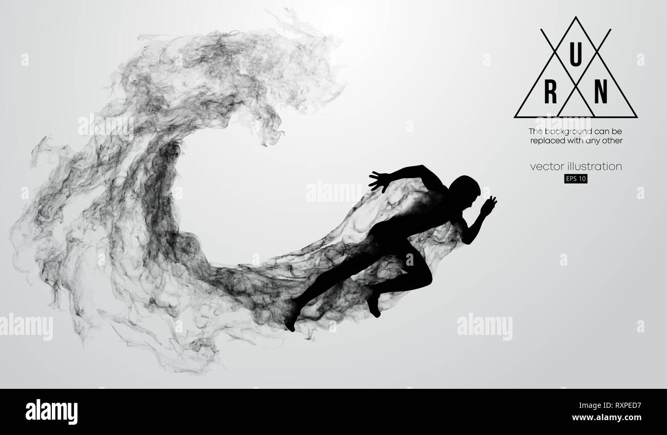 Abstract silhouette of a running athlete man on white background ... Abstract silhouette of a running athlete man on white background ...