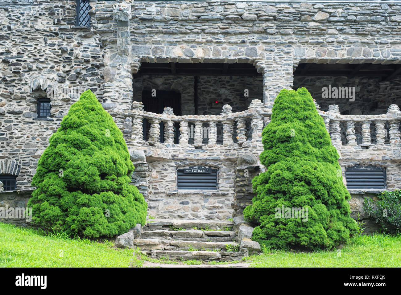 The landmark Gillette Castle exterior and lawn in East Haddam ...