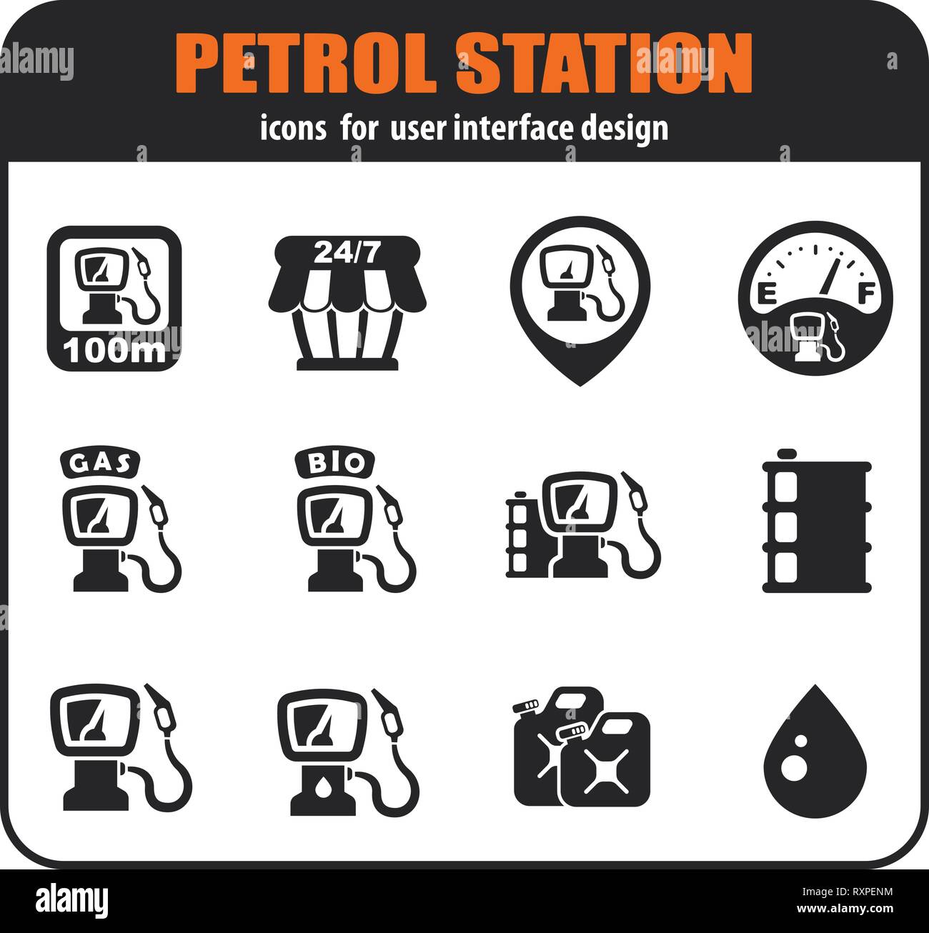 Vector gas station icons set for user interface design Stock Vector ...