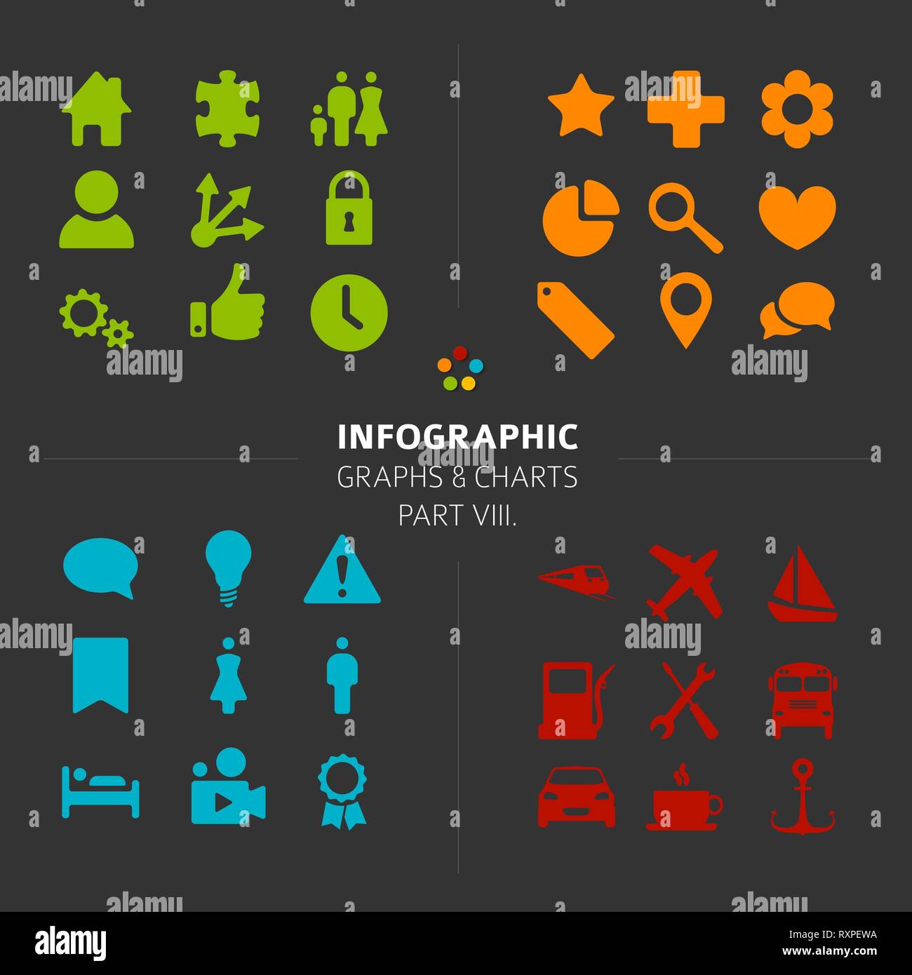 Minimalistic Infographic Vector icon collection - flat design style ...