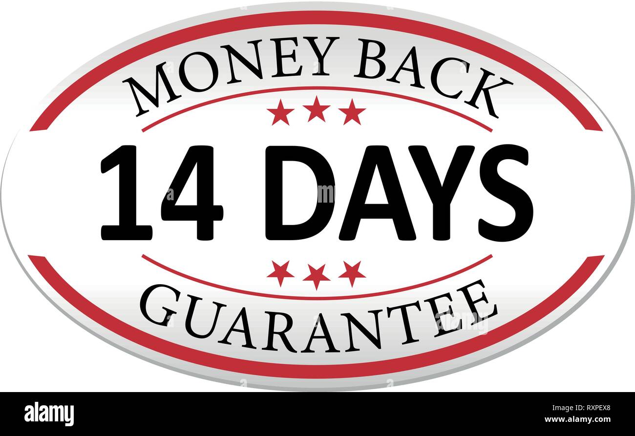 money back 14 days guarantee paper web lable badge isolated Stock ...