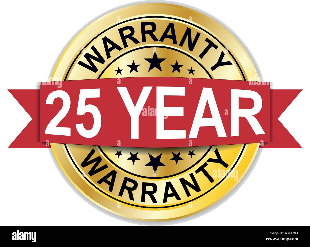 warranty 25 year golden badge seal medal Stock Vector Image & Art - Alamy