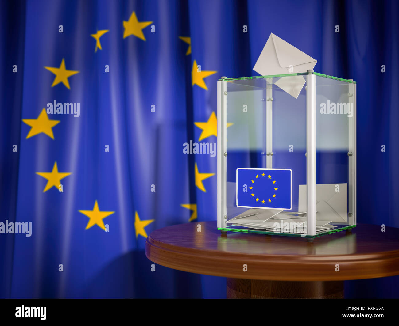 Ballot box with European Union EU flag. 3d illustration Stock Photo - Alamy