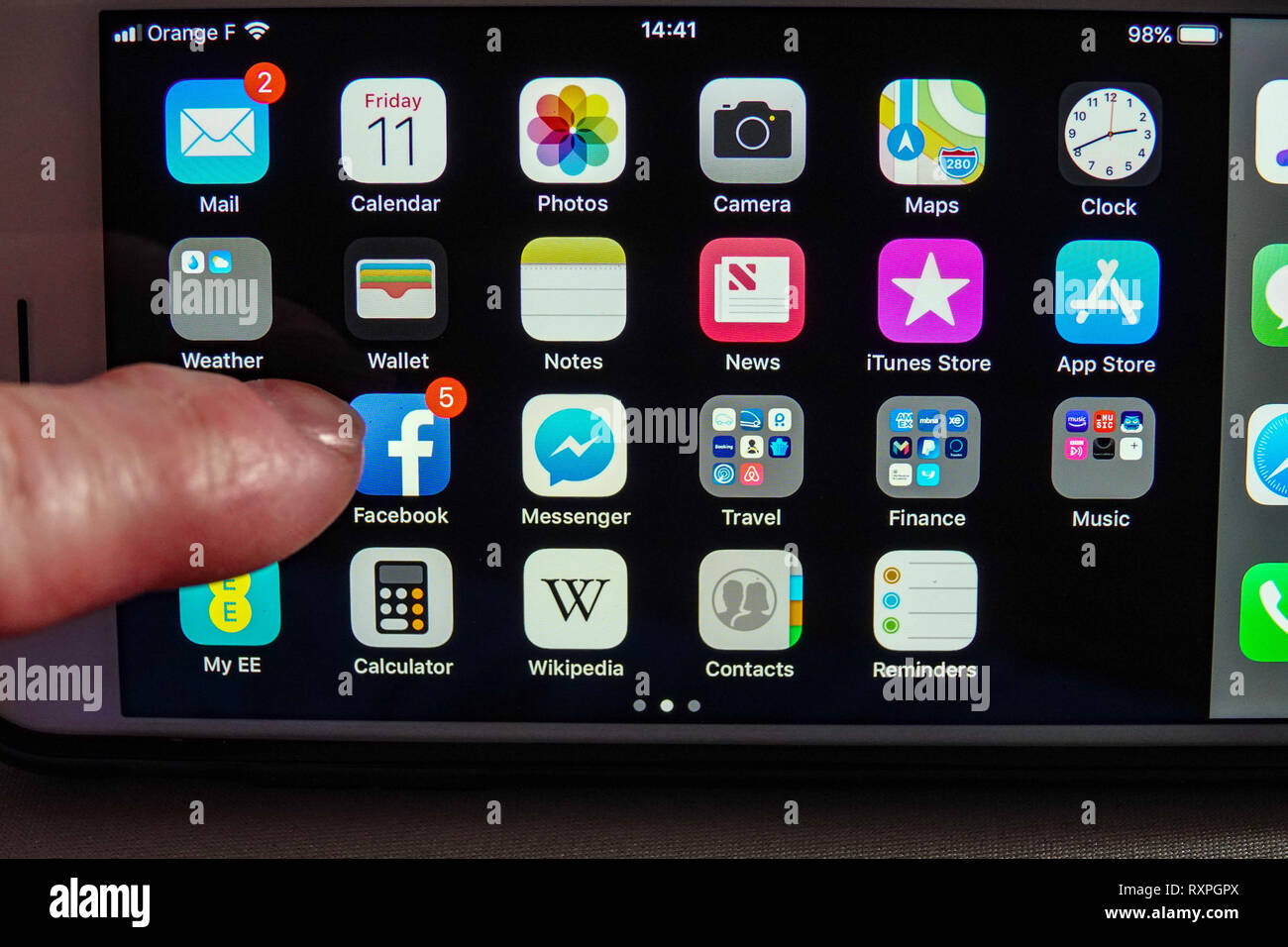 Finger Pointing At Phone Screen High Resolution Stock Photography and ...
